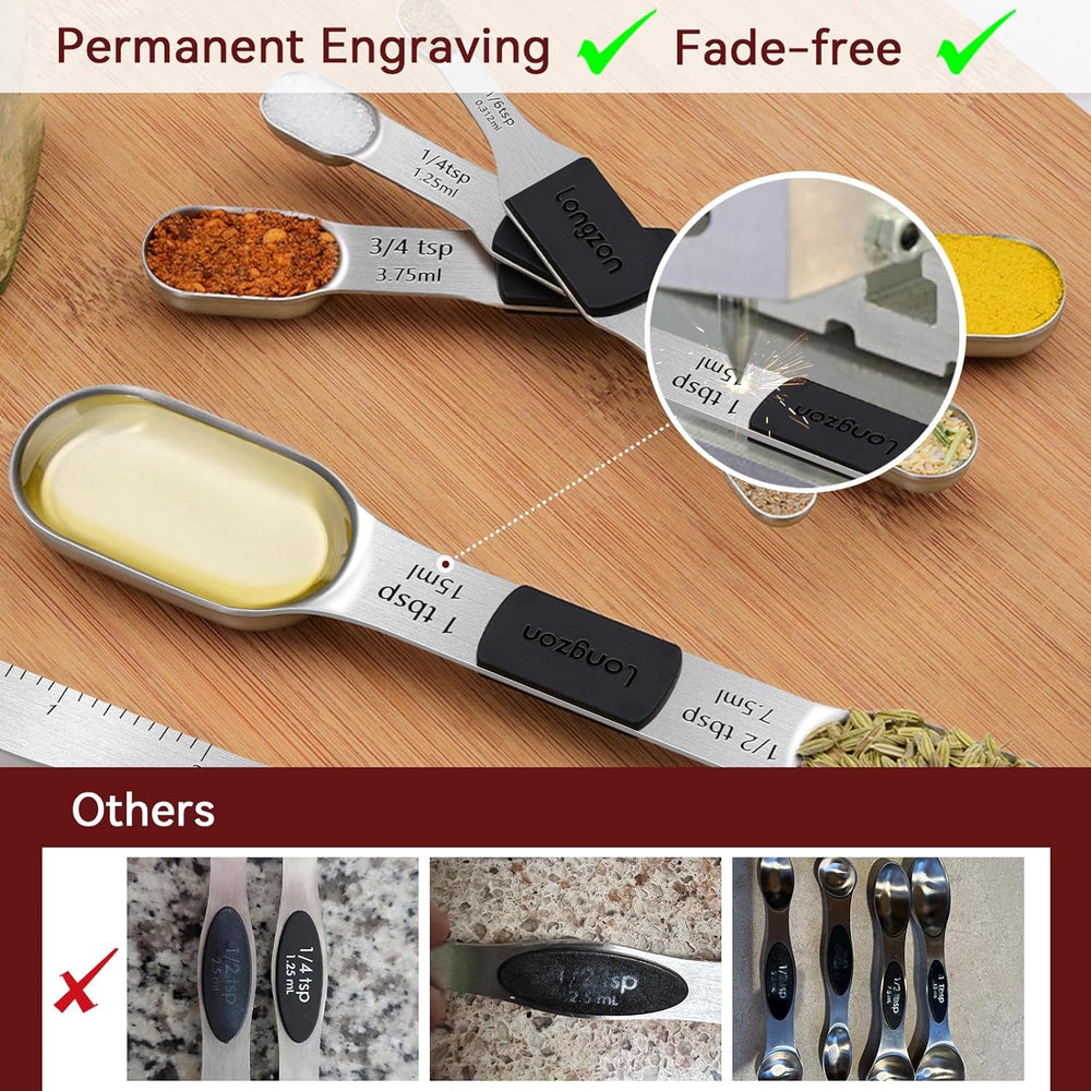 [2024 NEW] longzon 8 Full-Sized Measurements Magnetic Measuring Spoon